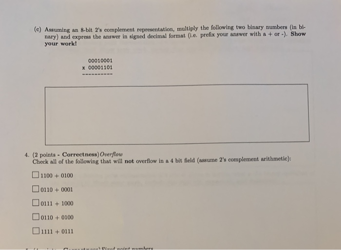 Solved (c) Assuming an 8-bit 2's complement representation, | Chegg.com