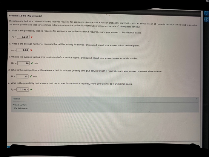 Solved Problem 11-05 (Algorithmic) The reference desk of a | Chegg.com