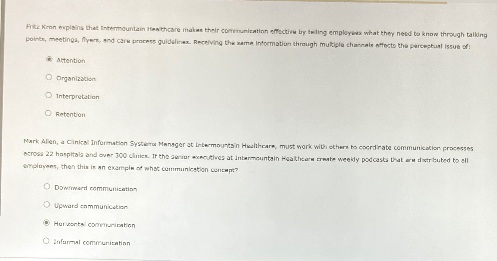 Fritz Kron explains that Intermountain Healthcare | Chegg.com