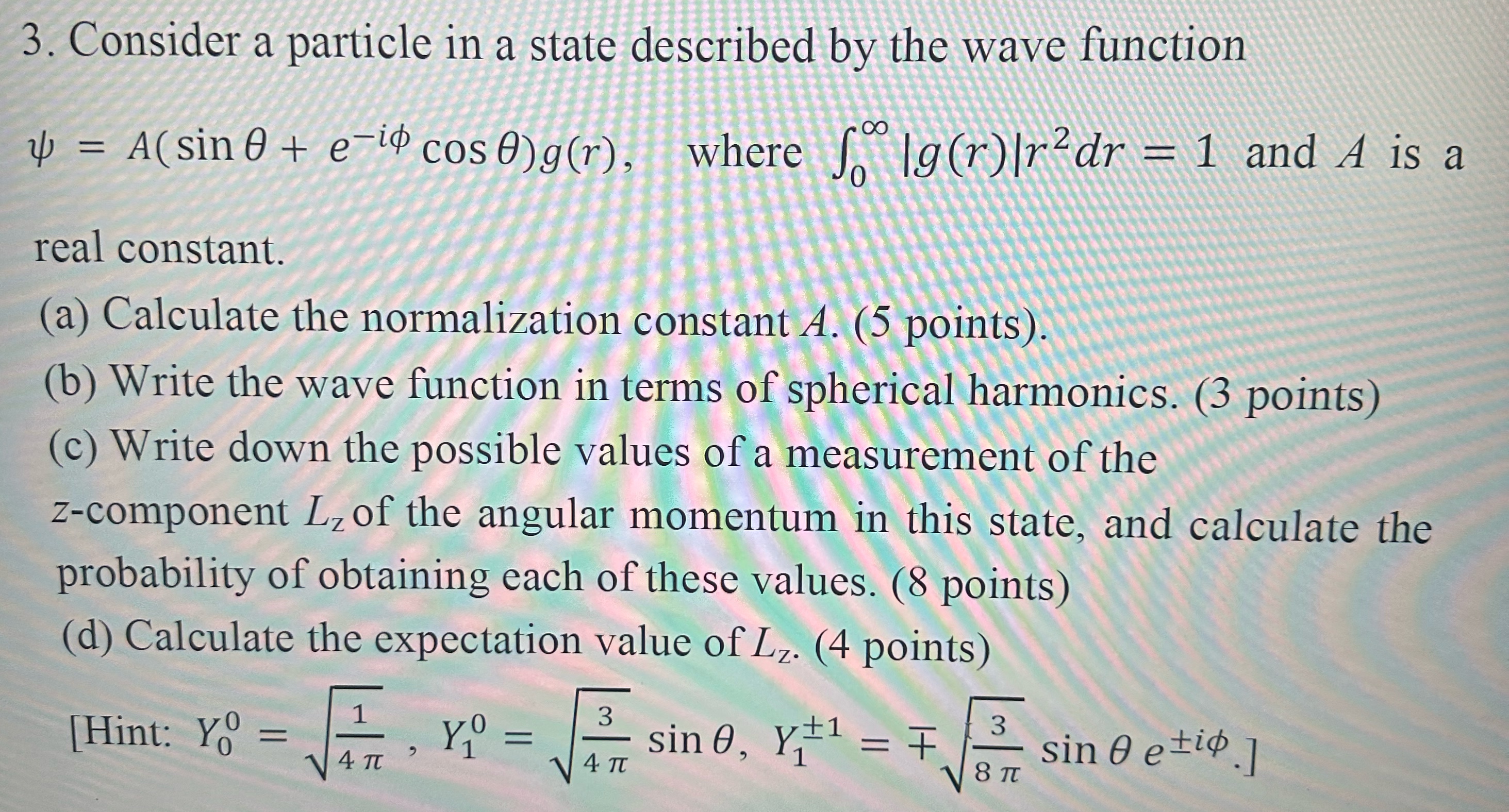 Solved Consider a particle in a state described by the wave | Chegg.com