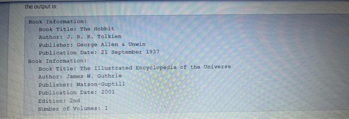 Solved 10.11 LAB: Book information (overriding member | Chegg.com