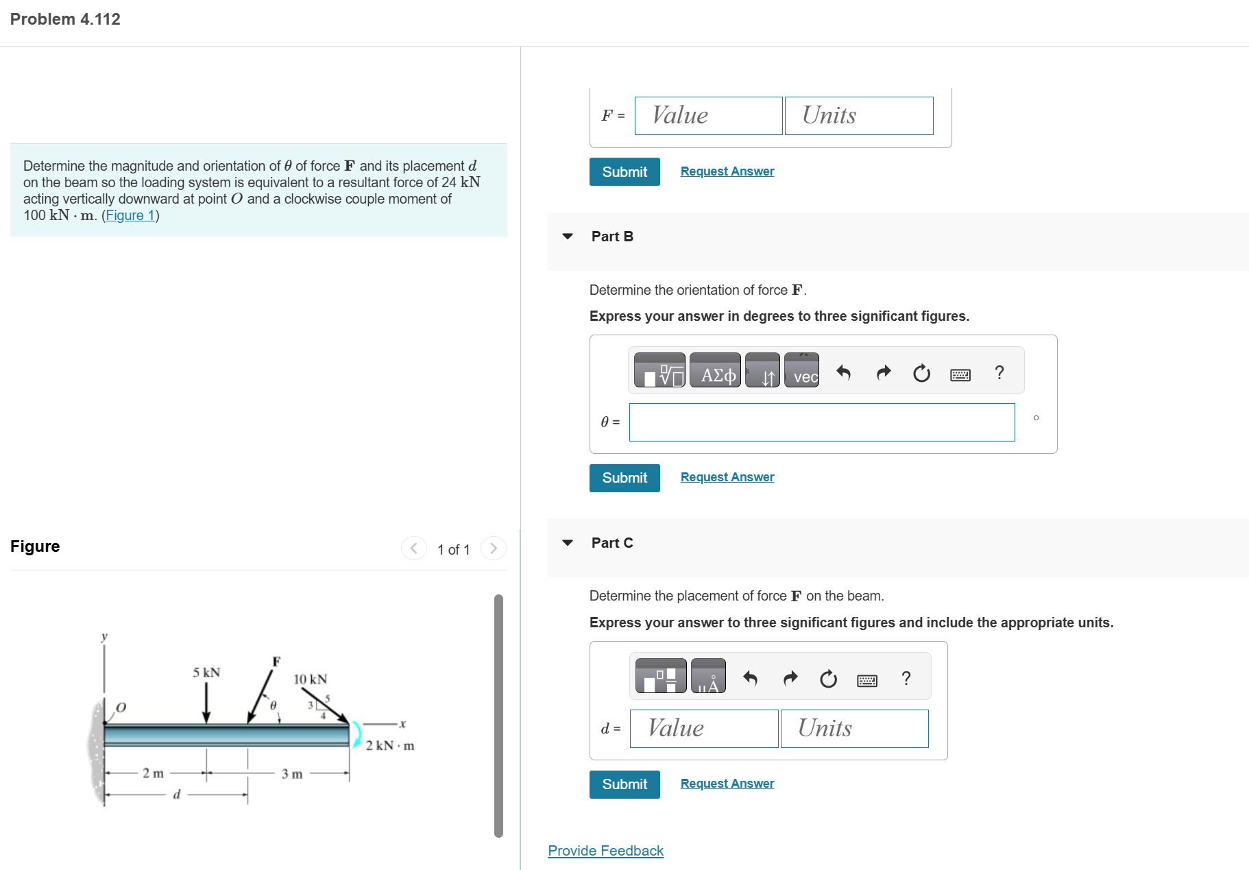 Solved Determine the magnitude and orientation of \( \theta | Chegg.com
