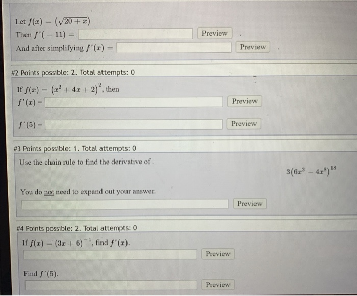 Solved Let f() = (v20+ x) Then f'(-11) = And after | Chegg.com