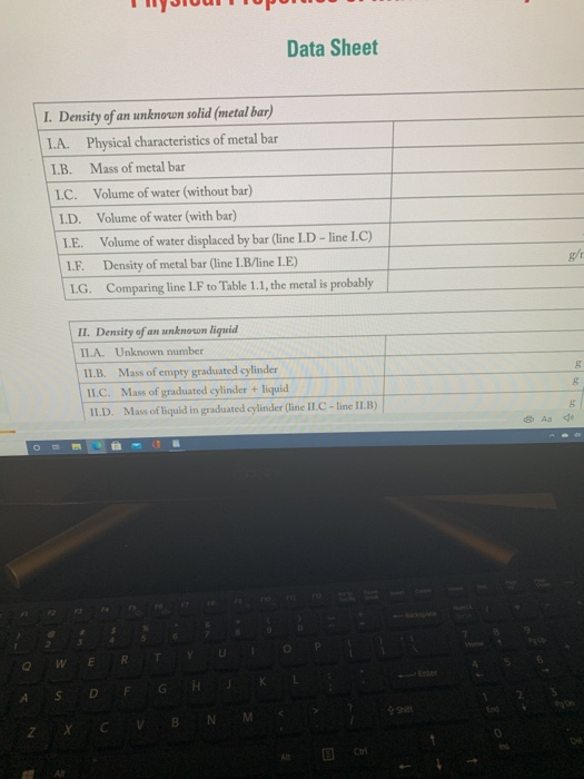 experiment is physical property of matter density | Chegg.com