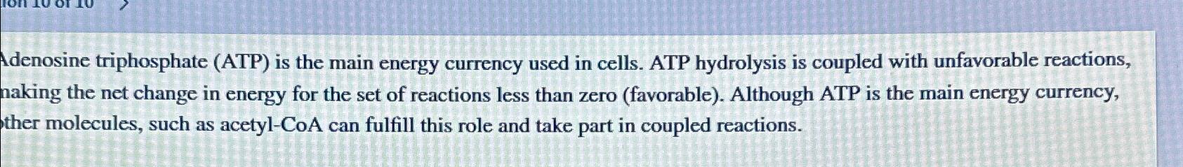 Solved Adenosine triphosphate (ATP) ﻿is the main energy | Chegg.com