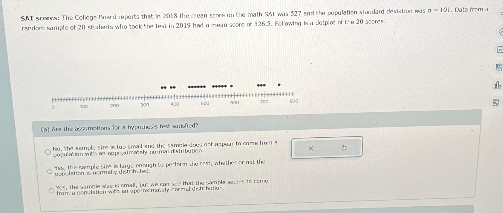 Solved PLZ HELP ASAP SAT scores: The College Board reports | Chegg.com