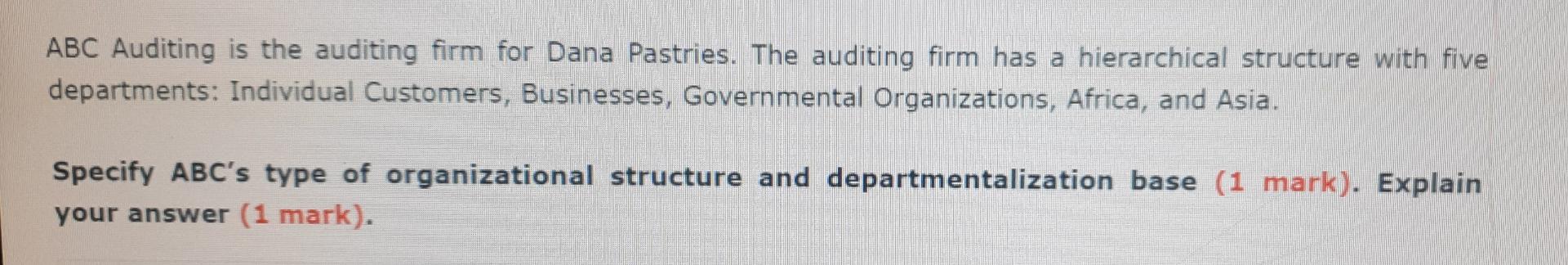 Solved ABC Auditing is the auditing firm for Dana Pastries. | Chegg.com