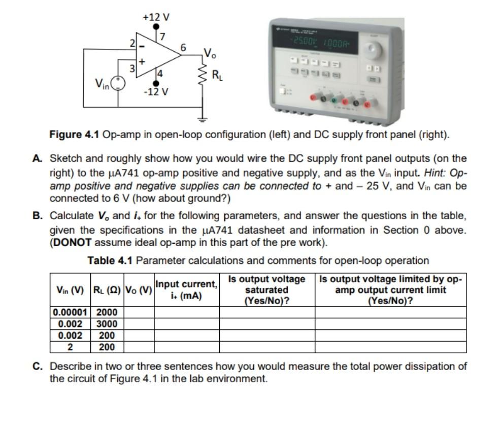 Solved Figure 4.1 Op-amp in open-loop configuration (left) | Chegg.com