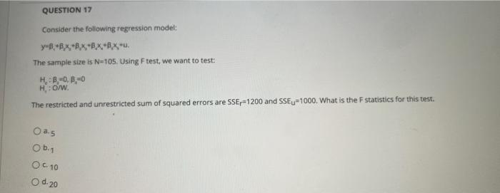 Solved Consider The Following Regression Model 8378