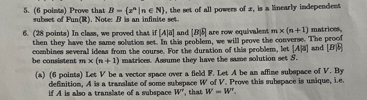 Solved (6 ﻿points) ﻿Prove that B={xn|ninN}, ﻿the set of all | Chegg.com