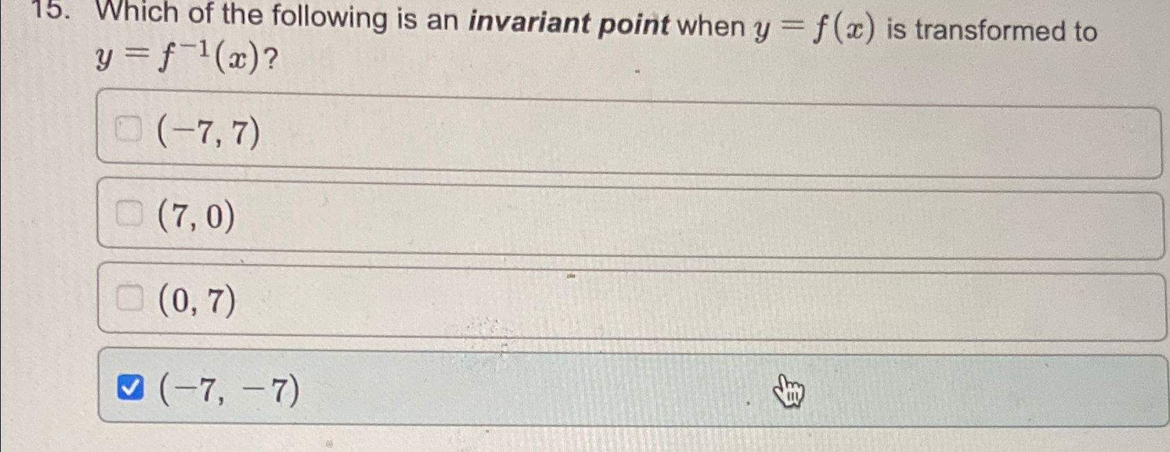 Solved Which of the following is an invariant point when | Chegg.com