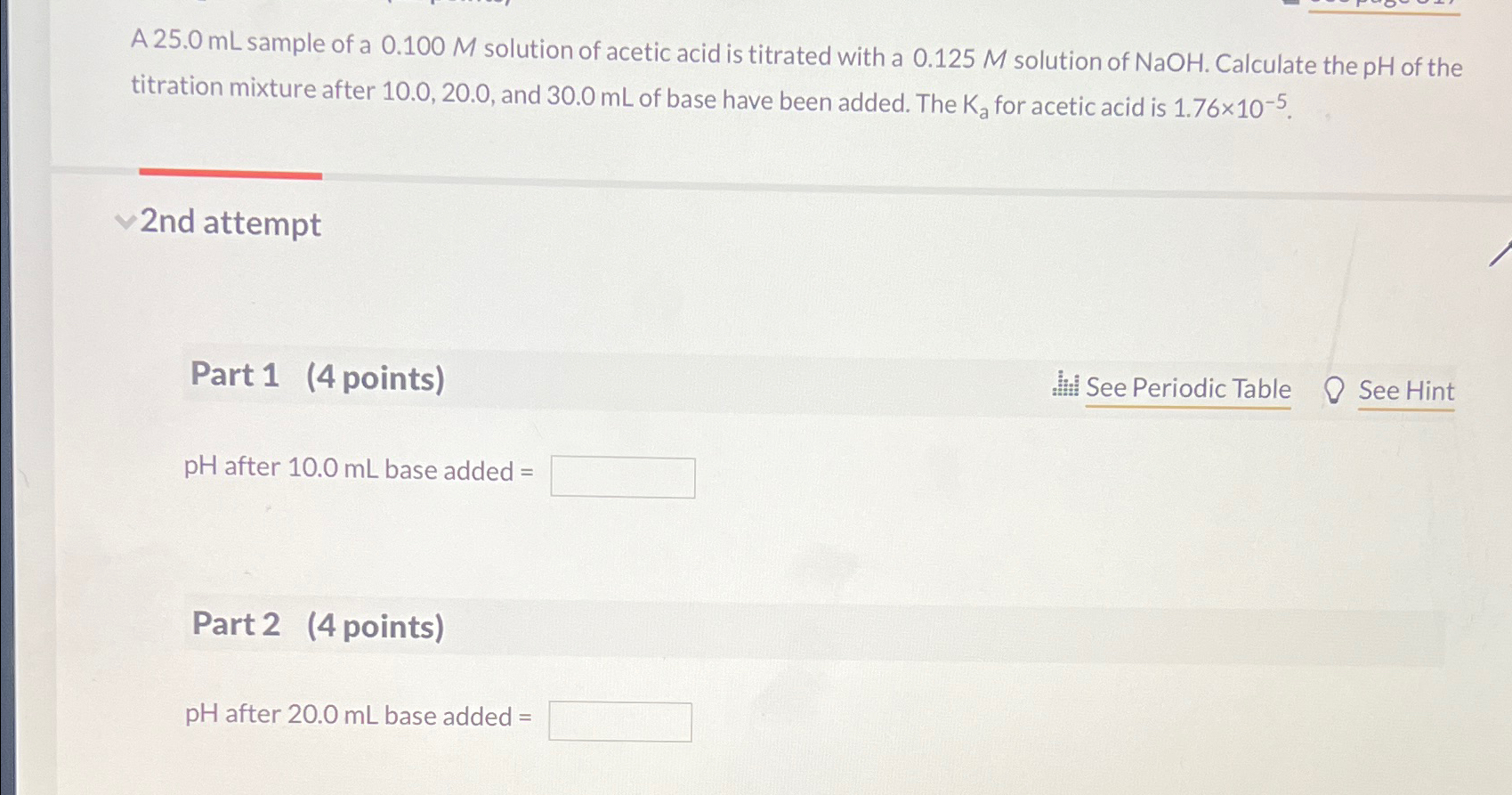 Solved A 25.0mL ﻿sample of a 0.100M ﻿solution of acetic acid | Chegg.com