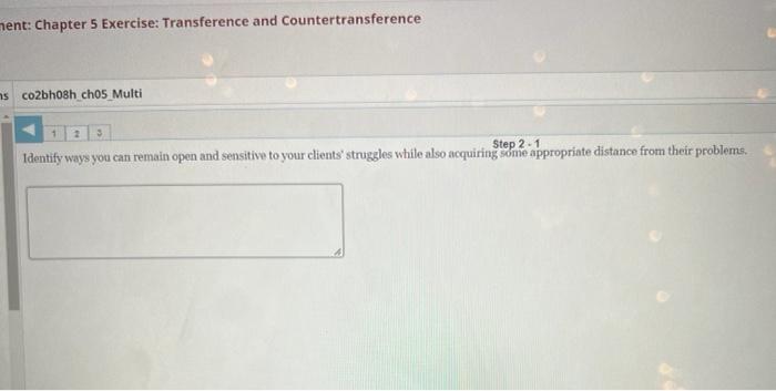 Solved ment: Chapter 5 Exercise: Transference and | Chegg.com