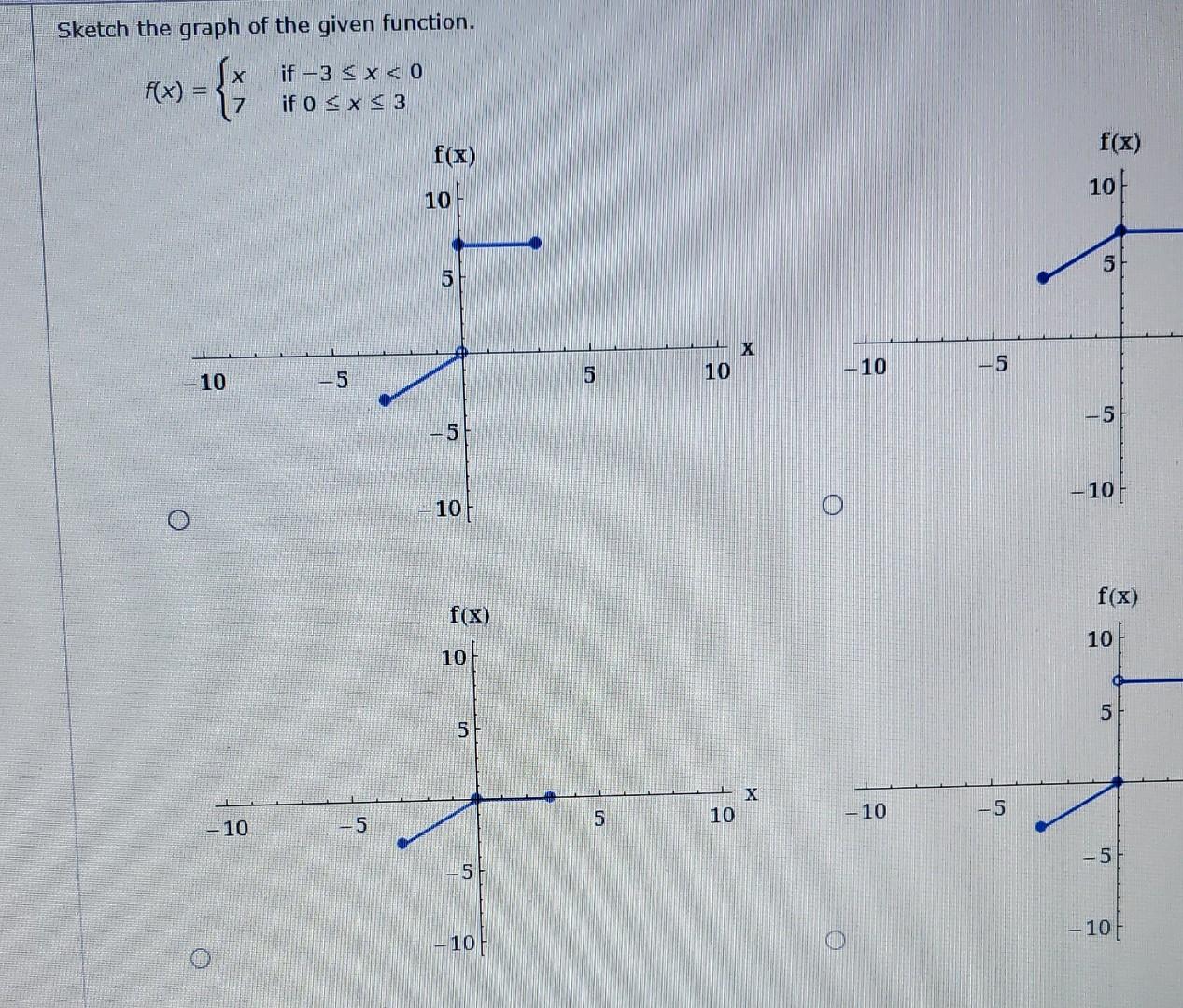 Solved Sketch the graph of the given function. f(x)={x7 if | Chegg.com