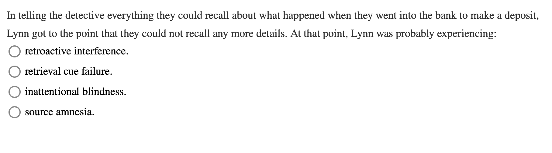 Solved In telling the detective everything they could recall | Chegg.com