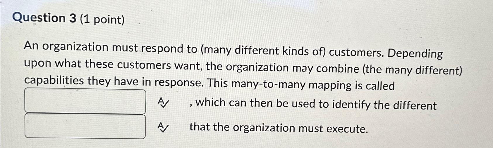 Solved Question 3 (1 ﻿point) ﻿An organization must respond | Chegg.com