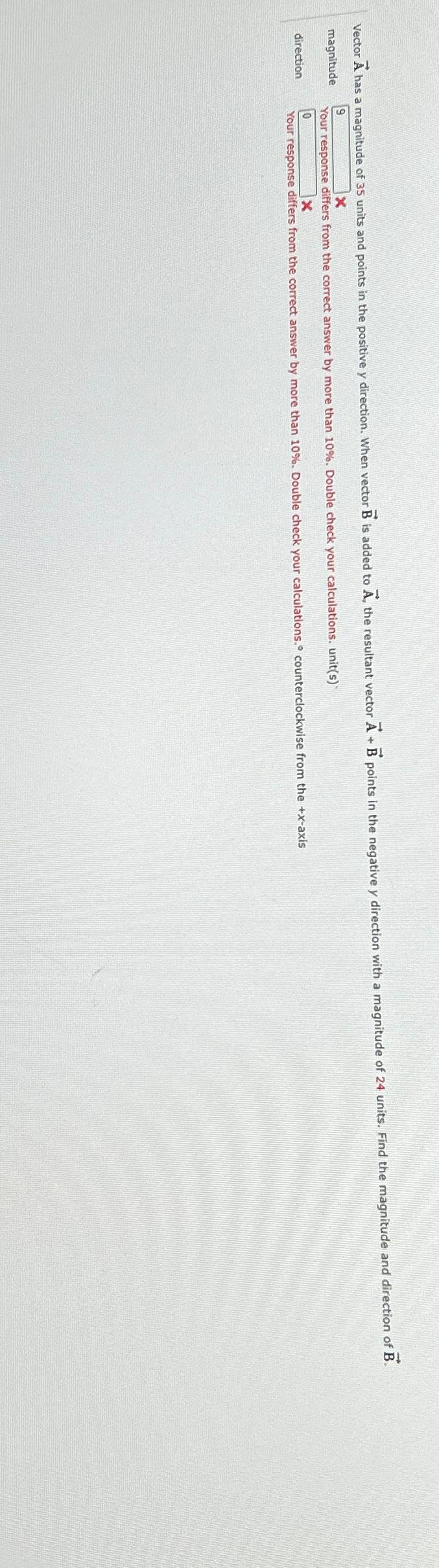 Solved magnitude direction Your response differs from the | Chegg.com
