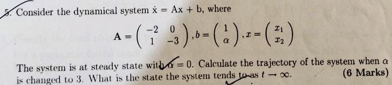 Solved Consider the dynamical system x˙=Ax+b, | Chegg.com