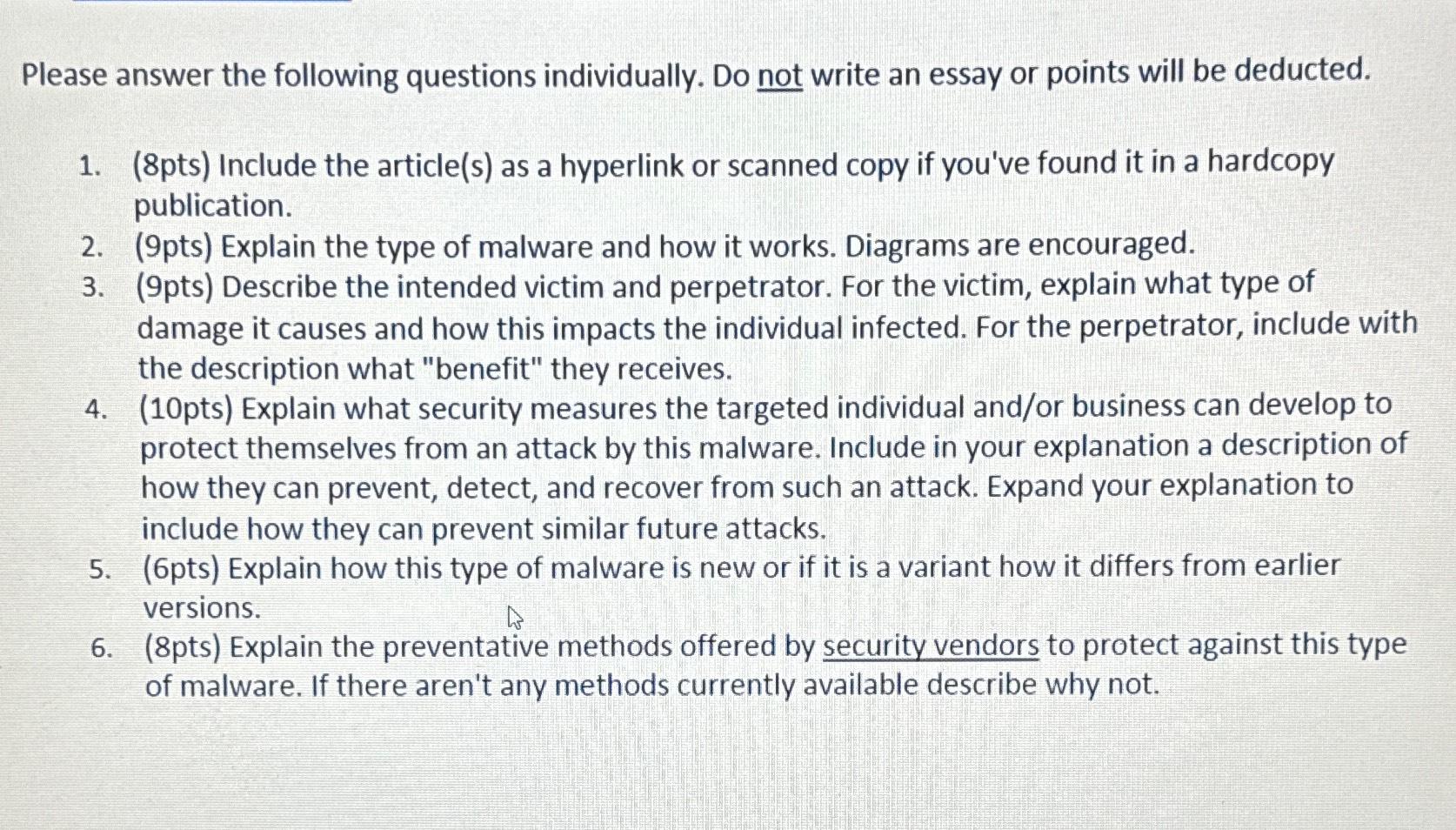 Solved Please answer the following questions individually. | Chegg.com