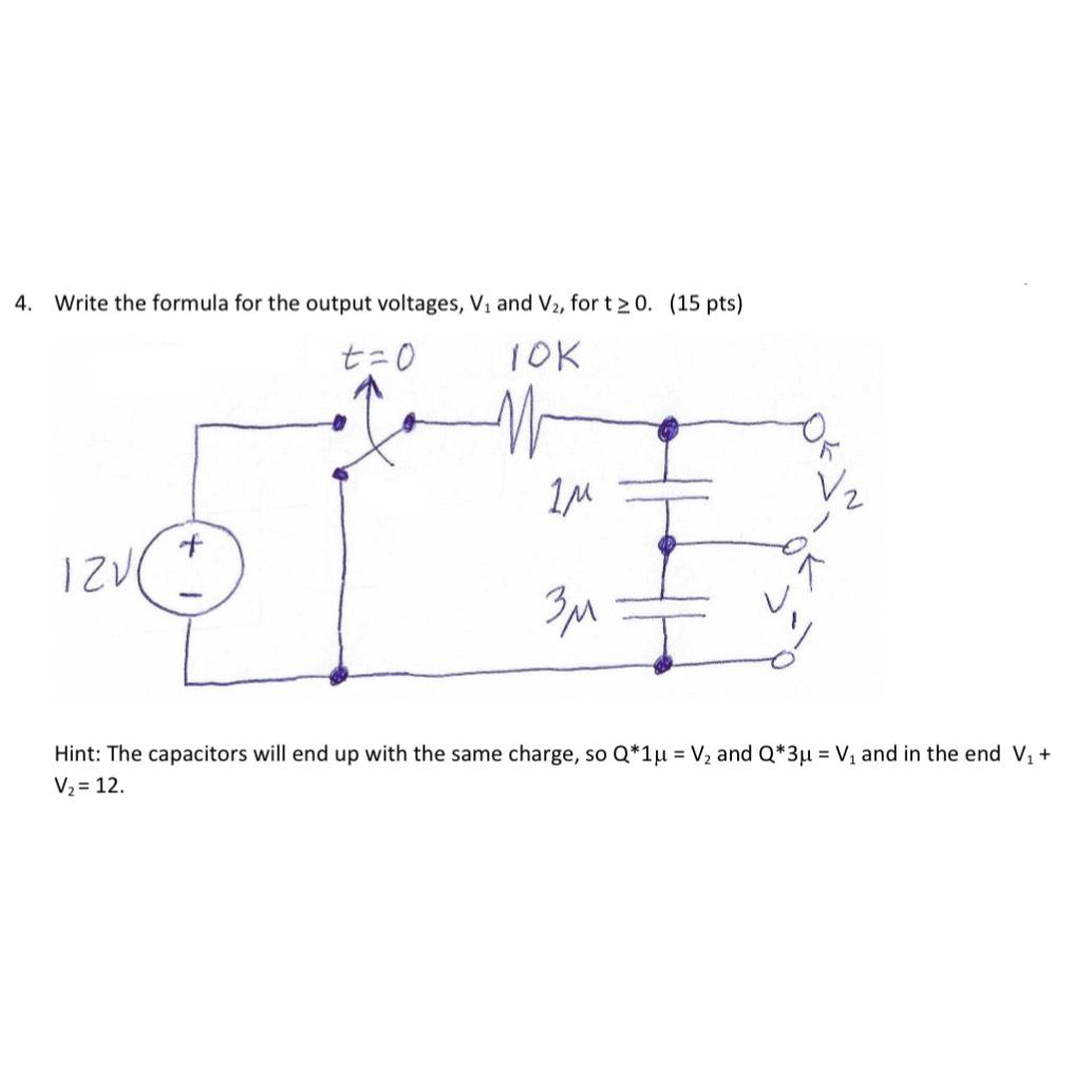 Solved Write the formula for the output voltages, V1 ﻿and | Chegg.com