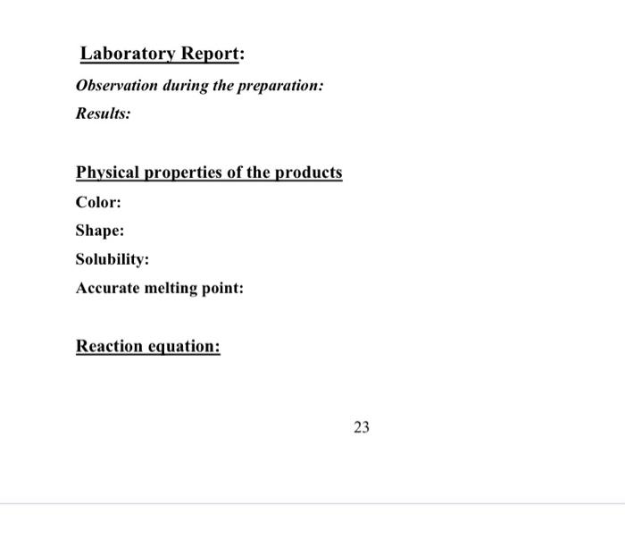 Solved Experiment 6: Synthesis of | Chegg.com