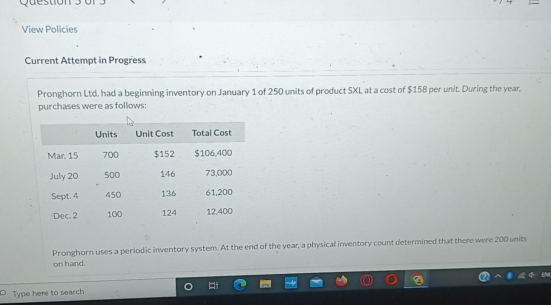 Solved Current Attempt in Progress. Pronghorn Ltd. had a | Chegg.com