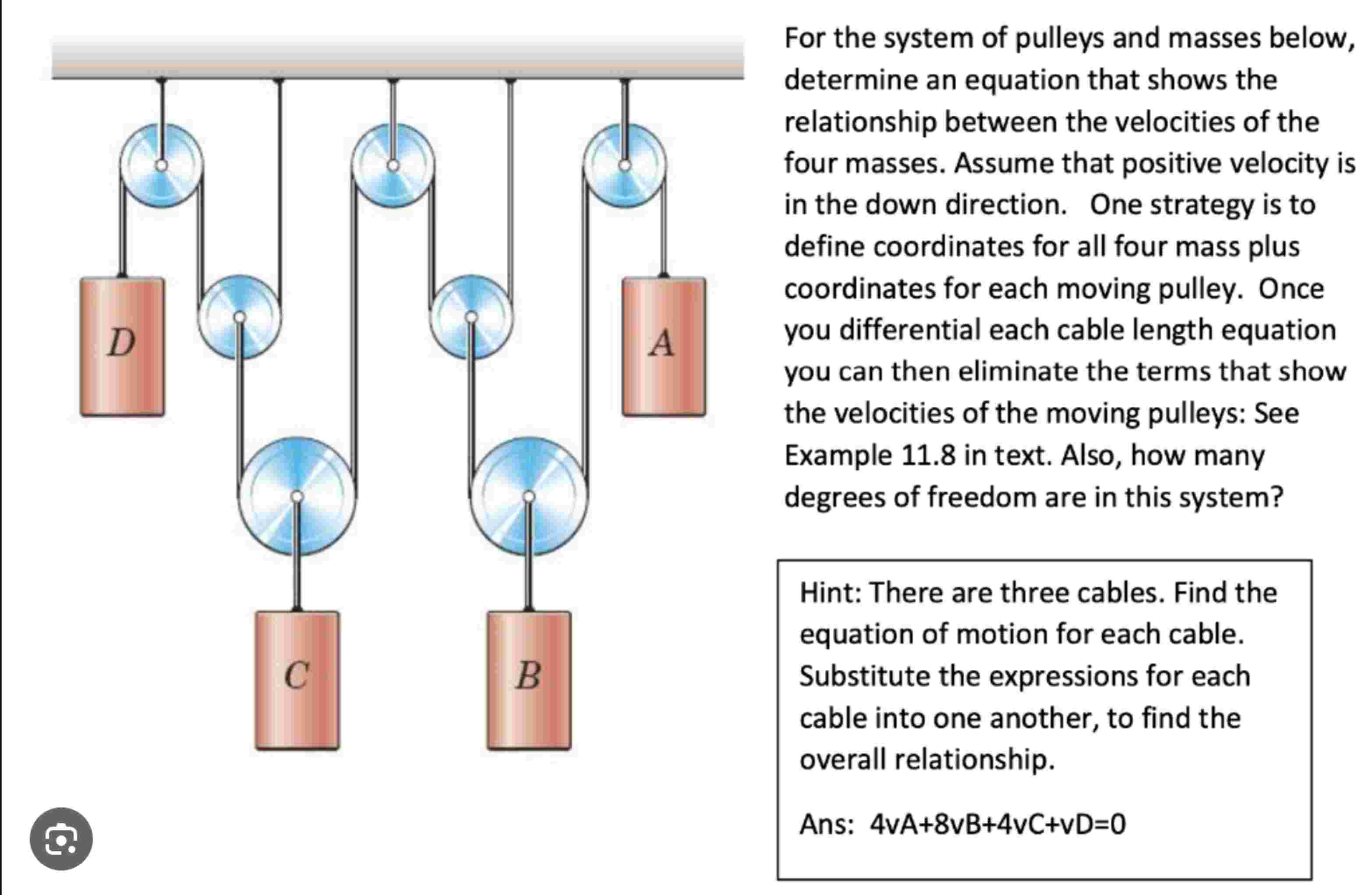Solved For the system of pulleys and masses below, determine | Chegg.com