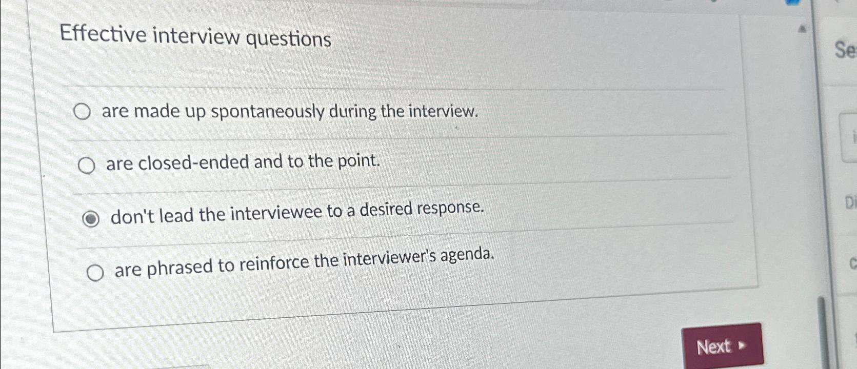 Solved Effective interview questionsare made up | Chegg.com