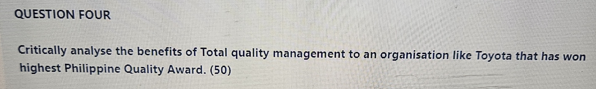 Solved TOYOTA MOTOR Philippines Corp. (TMP) ﻿recently won | Chegg.com