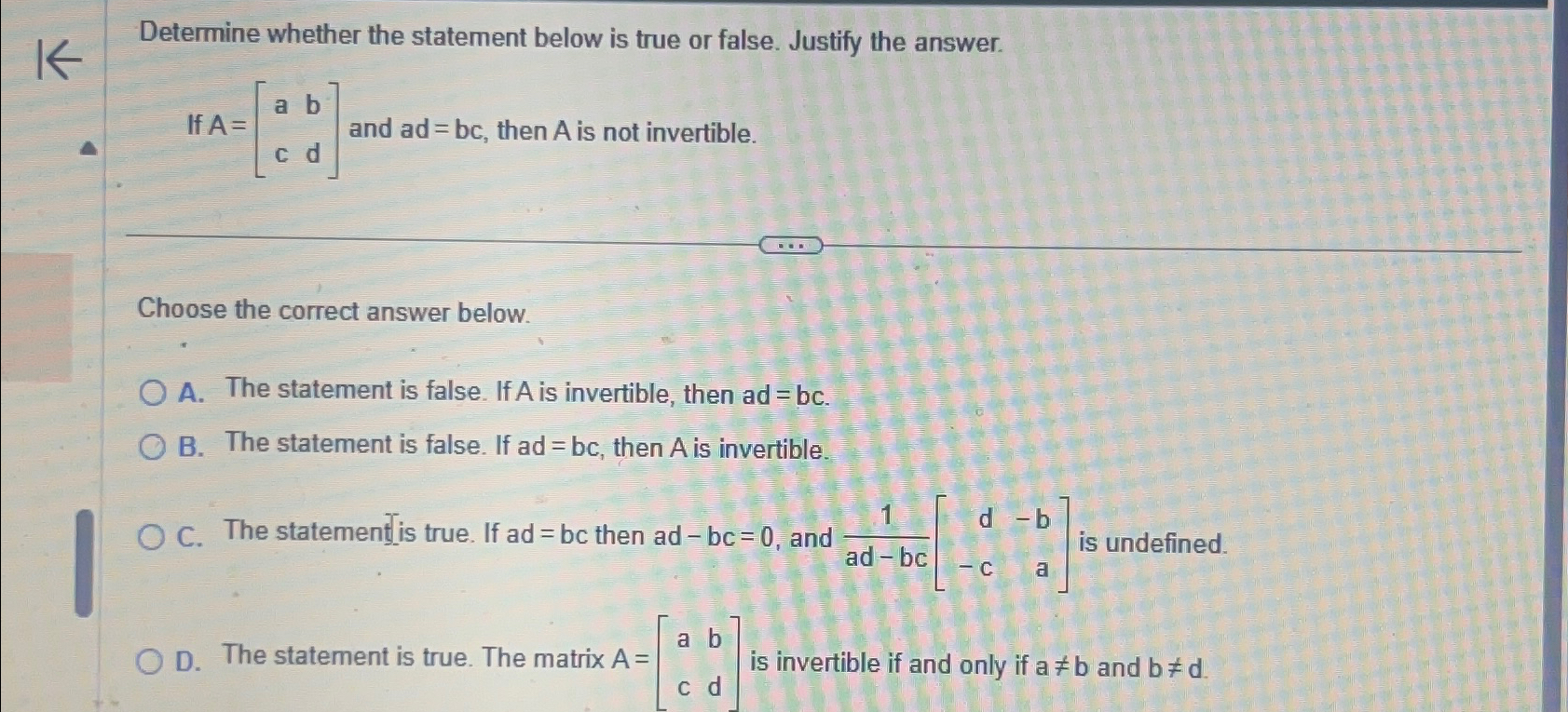 Solved Determine whether the statement below is true or | Chegg.com