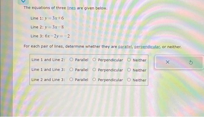 Solved The equations of three lines are given below. Line 1: | Chegg.com