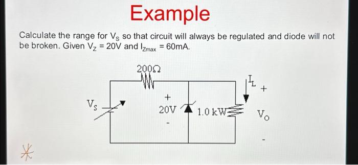 Solved Calculate the range for VS so that circuit will | Chegg.com