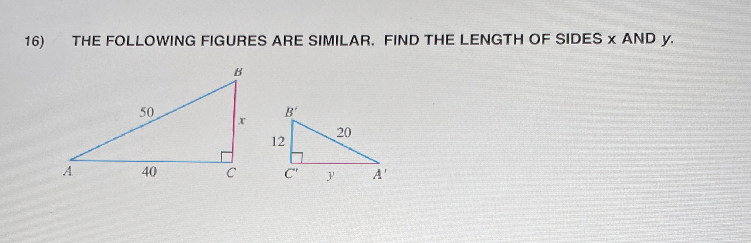 Solved THE FOLLOWING FIGURES ARE SIMILAR. FIND THE LENGTH OF | Chegg.com