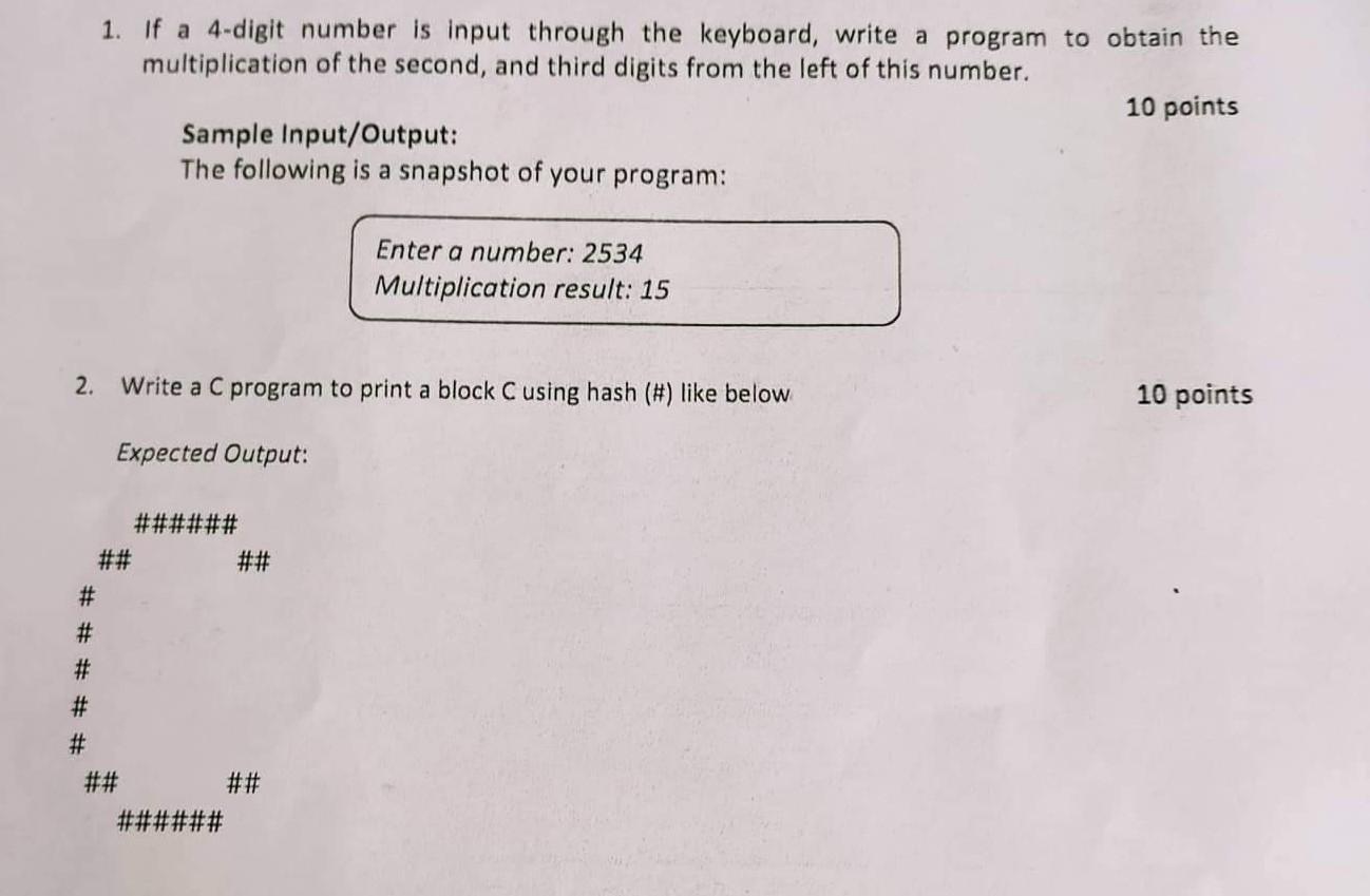Solved 1. If a 4-digit number is input through the keyboard, | Chegg.com