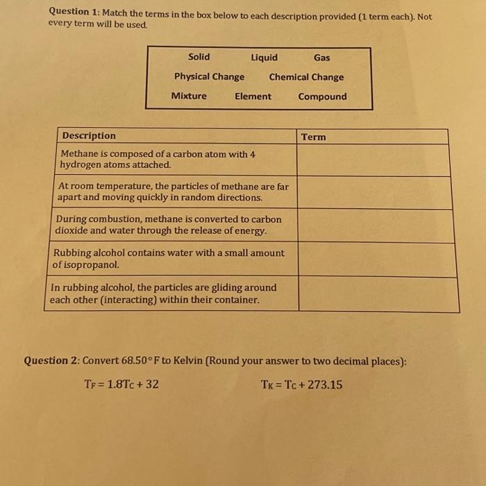 Solved Question 1: Match the terms in the box below to each | Chegg.com