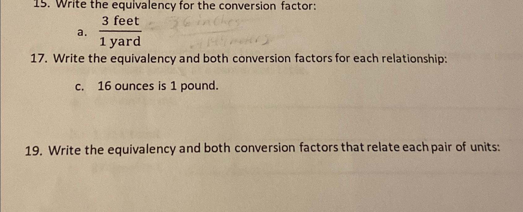 Solved Write the equivalency for the conversion | Chegg.com