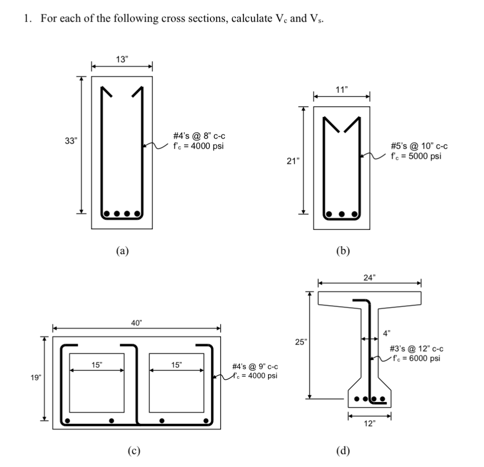 Solved For each of the following cross sections, calculate | Chegg.com