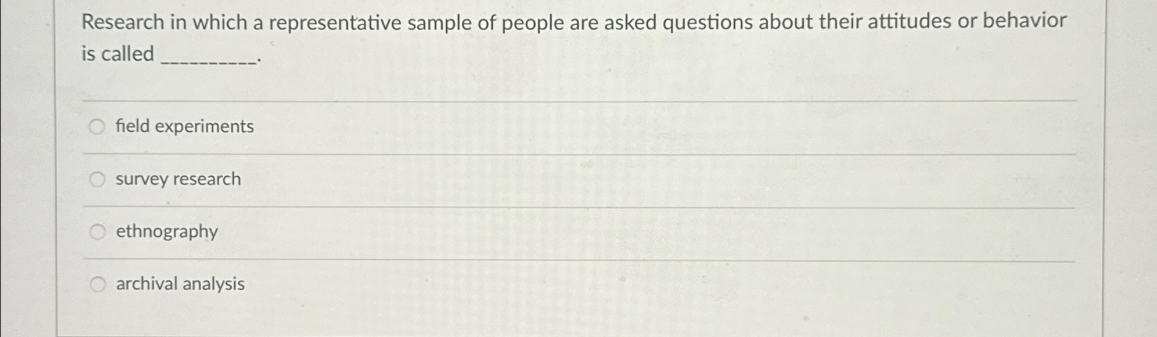 Solved Research in which a representative sample of people | Chegg.com