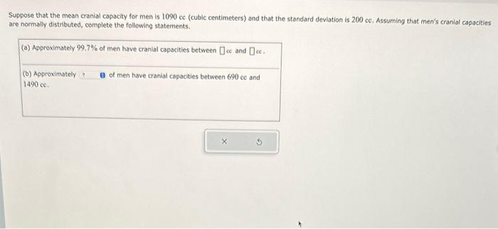 Solved Suppose that the mean cranial capacity for men is | Chegg.com
