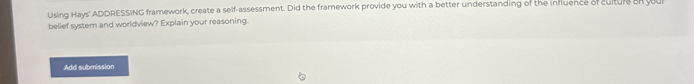 Solved Using Hays' ADDRESSING framework, create a | Chegg.com