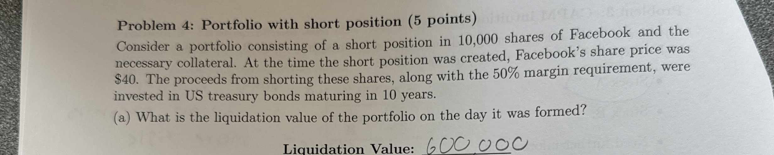 Solved Problem 4: Portfolio with short position (5 | Chegg.com