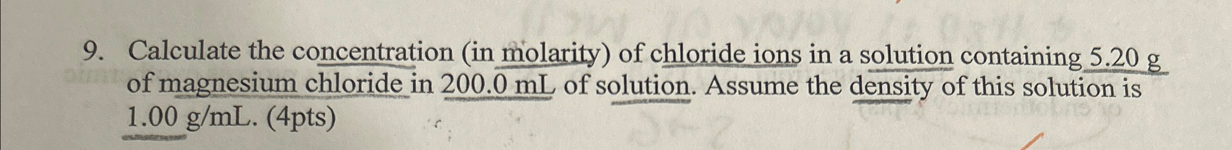 Solved Calculate the concentration (in molarity) ﻿of | Chegg.com