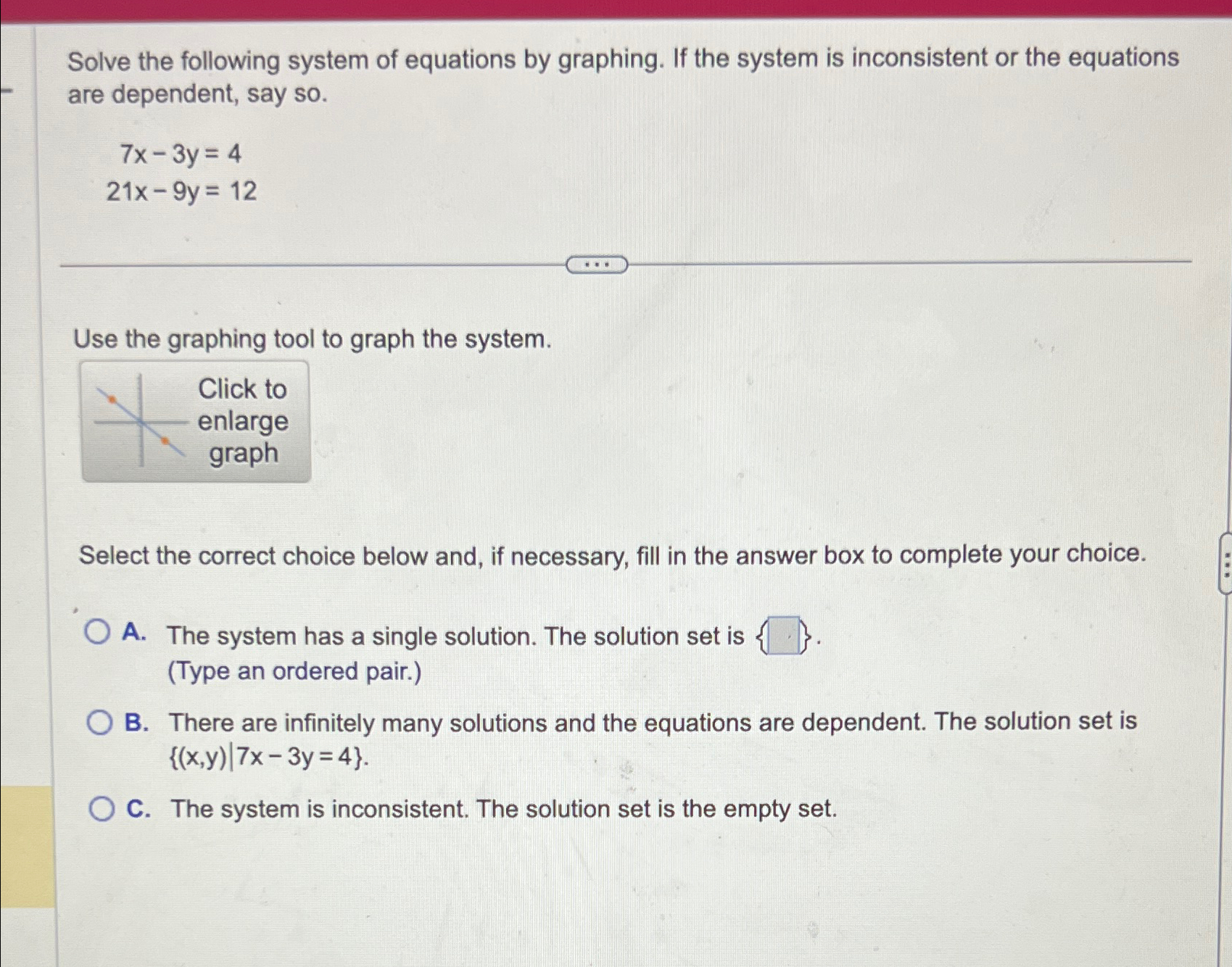 Solved Solve the following system of equations by graphing. | Chegg.com