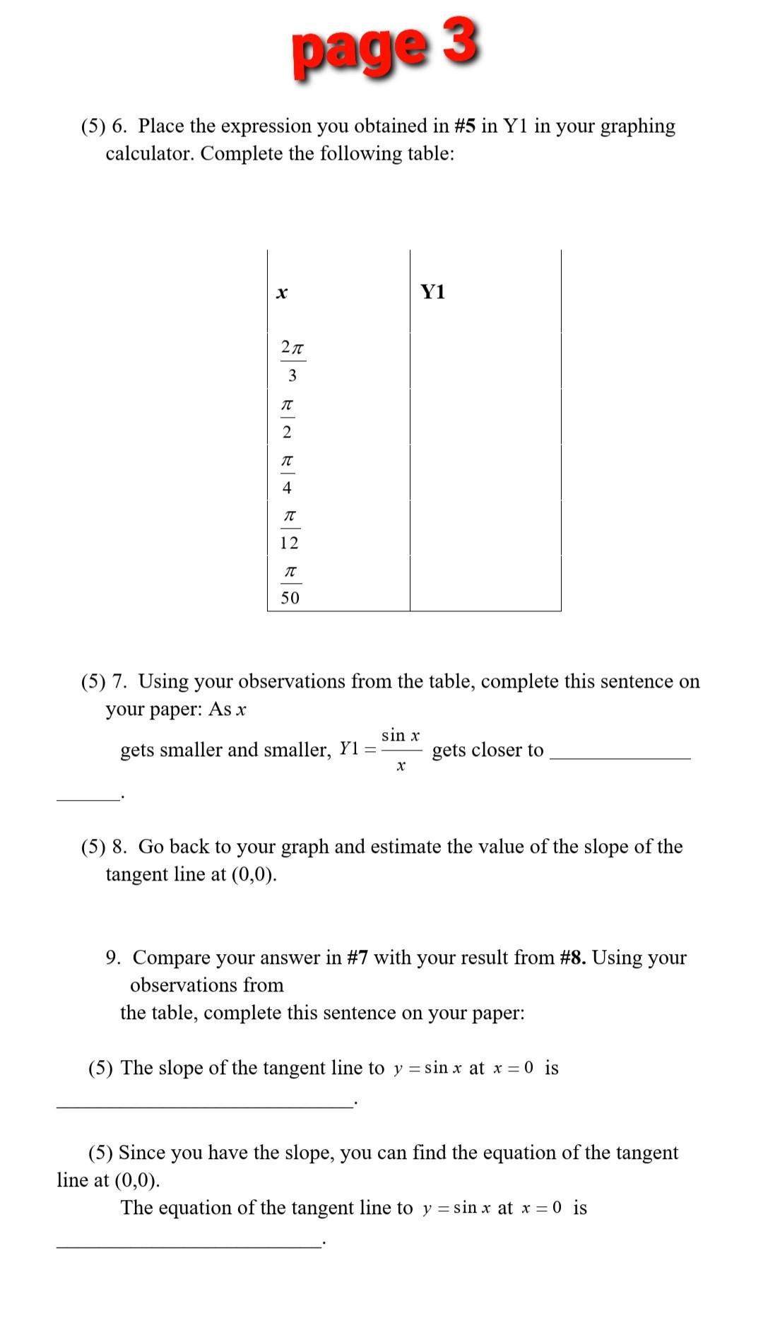 Solved MATH 153 Unit 1 Project page 1 PART 1 The following | Chegg.com