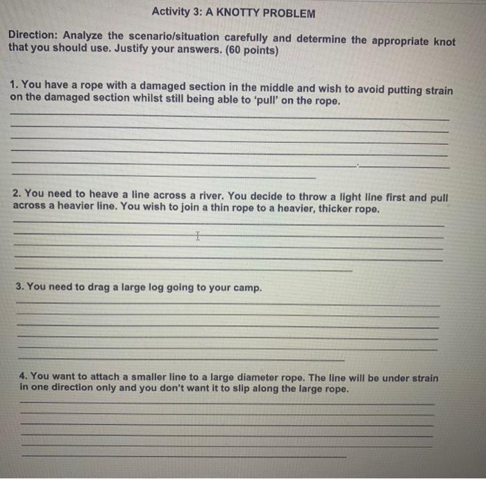 Solved Activity 3: A KNOTTY PROBLEM Direction: Analyze the | Chegg.com