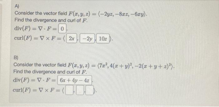 Solved A) Consider the vector field | Chegg.com