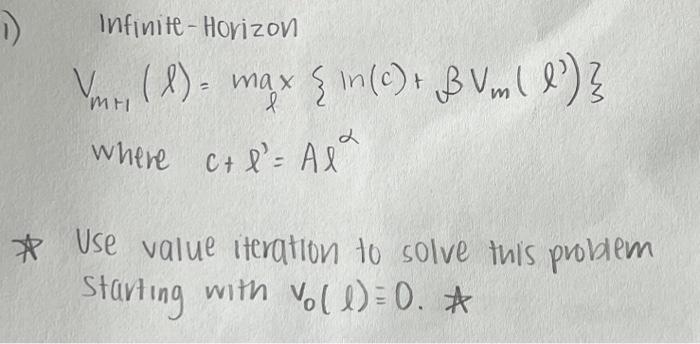 Solved Macro Infinite Horizon Dynamic Programming Problem