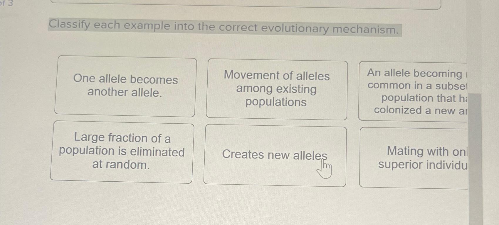 Solved Classify each example into the correct evolutionary | Chegg.com