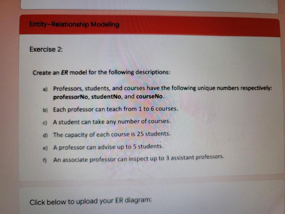 Solved Entity-Relationship Modeling Exercise 2: Create an ER | Chegg.com