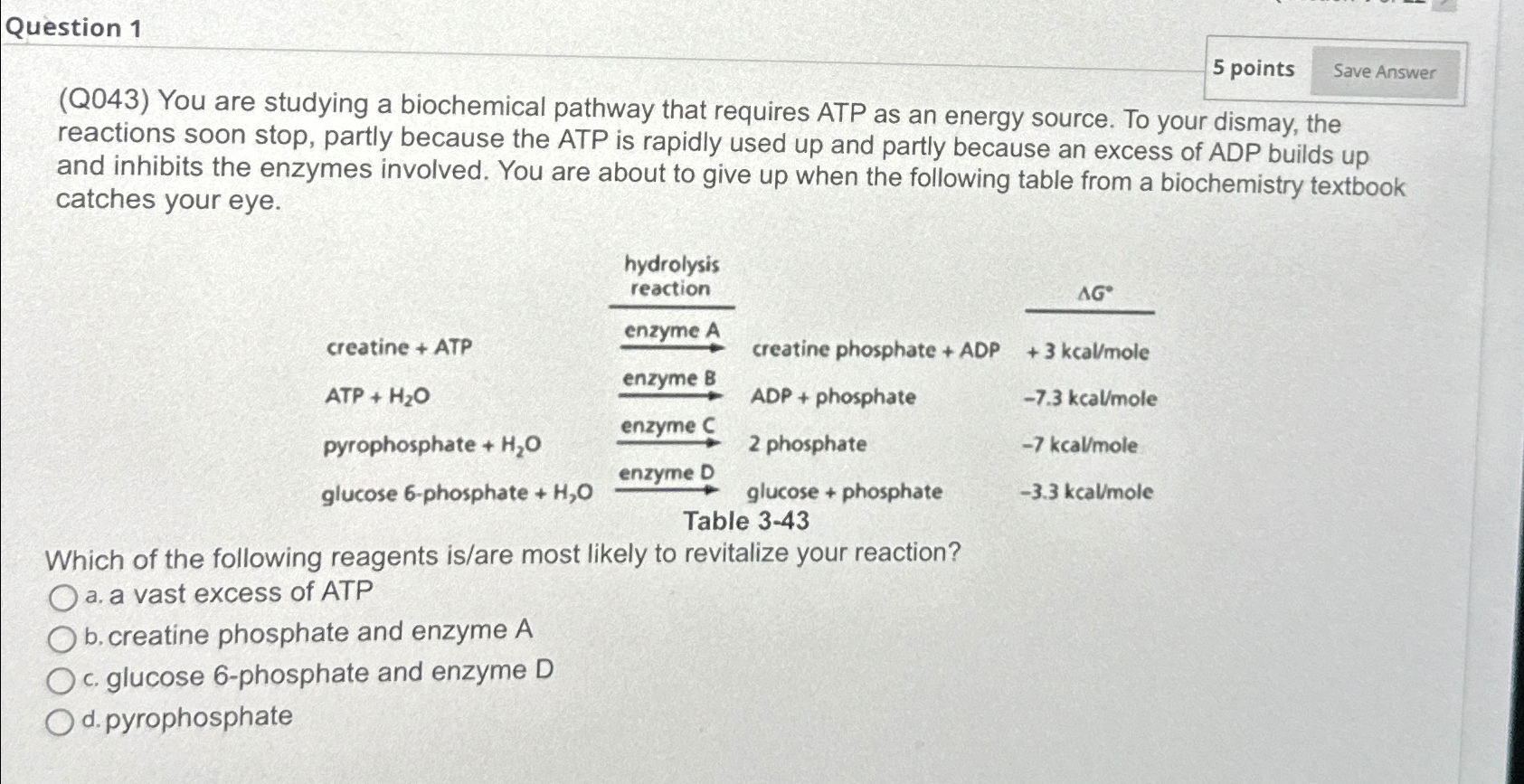 Solved Question 15 ﻿points(Q043) ﻿You are studying a | Chegg.com